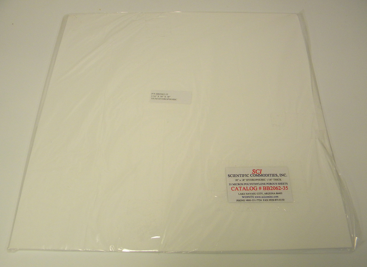 UHMW POLYETHYLENE 70 MICRON HYDROPHOBIC POROUS SHEETS (Cat.# BB2062-70 ...